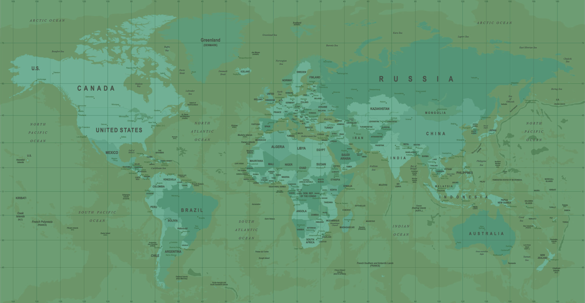 Green Atlas Wallpaper Mural - Map Wallpapers Wall Murals