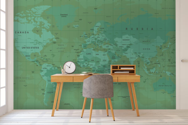 Green Atlas Wallpaper Mural - Map Wallpapers Wall Murals