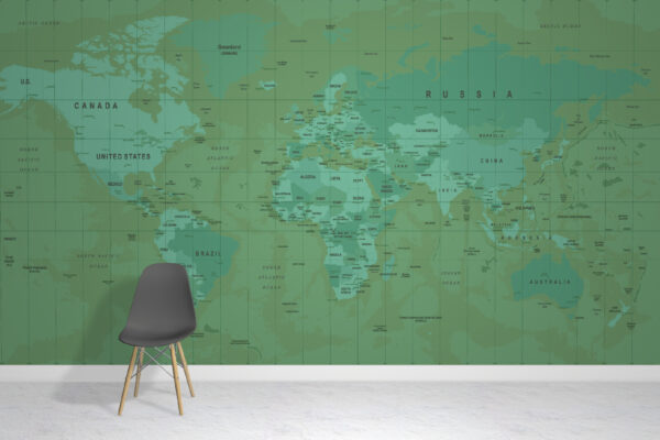 Green Atlas Wallpaper Mural - Map Wallpapers Wall Murals