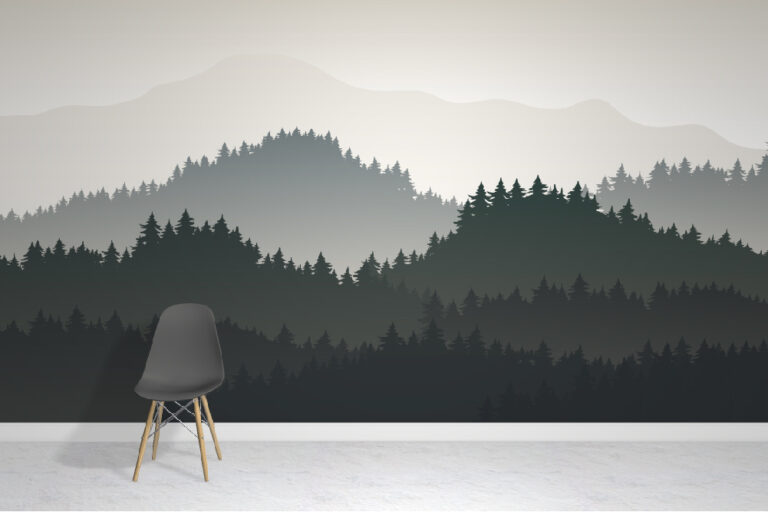 Tree Mountains Wallpaper mural - Forest WallpapersWall Murals