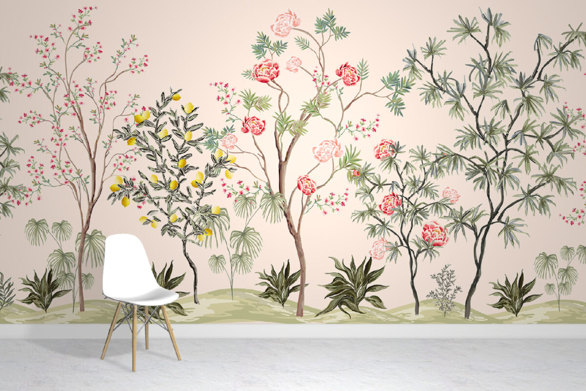 Chinoiserie Wallpaper Mural - Tree Wallpapers - Wall Murals