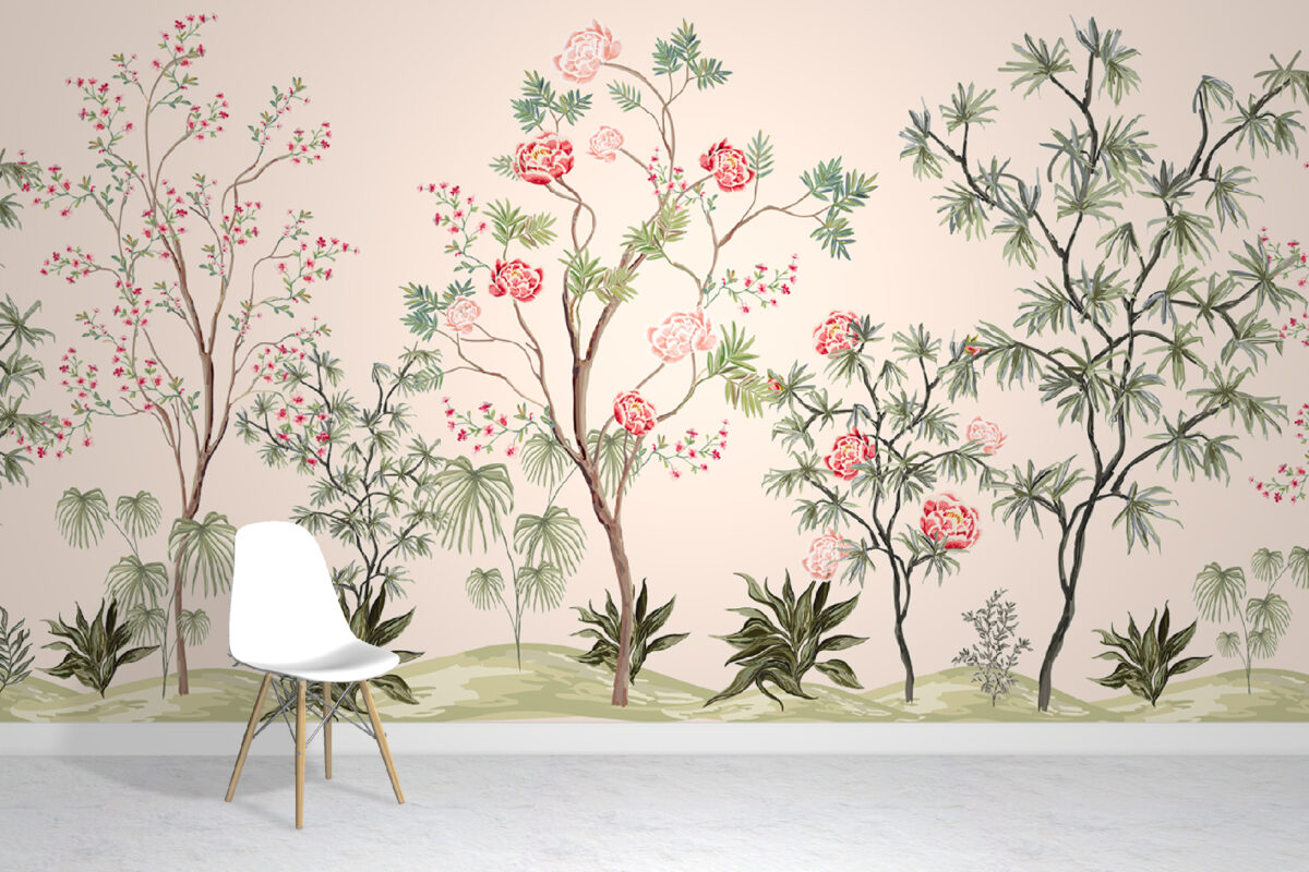 Exotic Chinoiserie Wallpaper Mural - Tree Wallpapers - Wall Murals