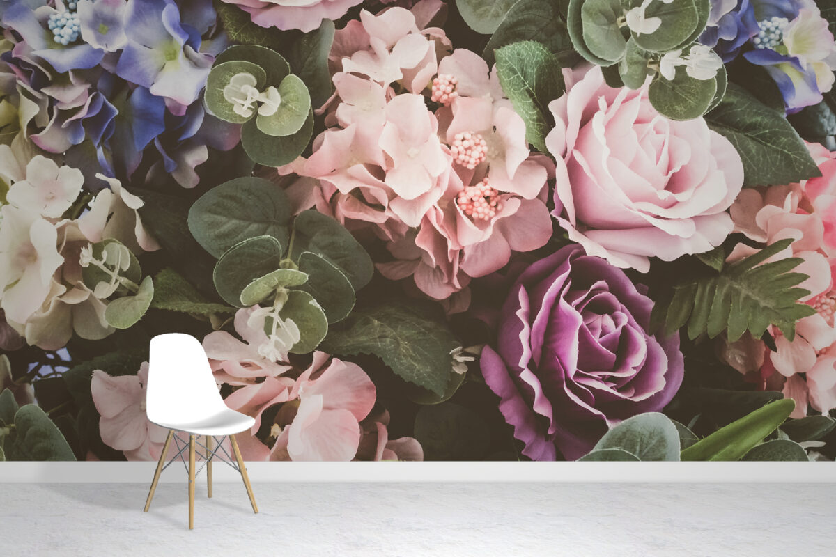 Pastel Flowers Wallpaper Mural - Oversize Flower Wallpaper - Wall Murals