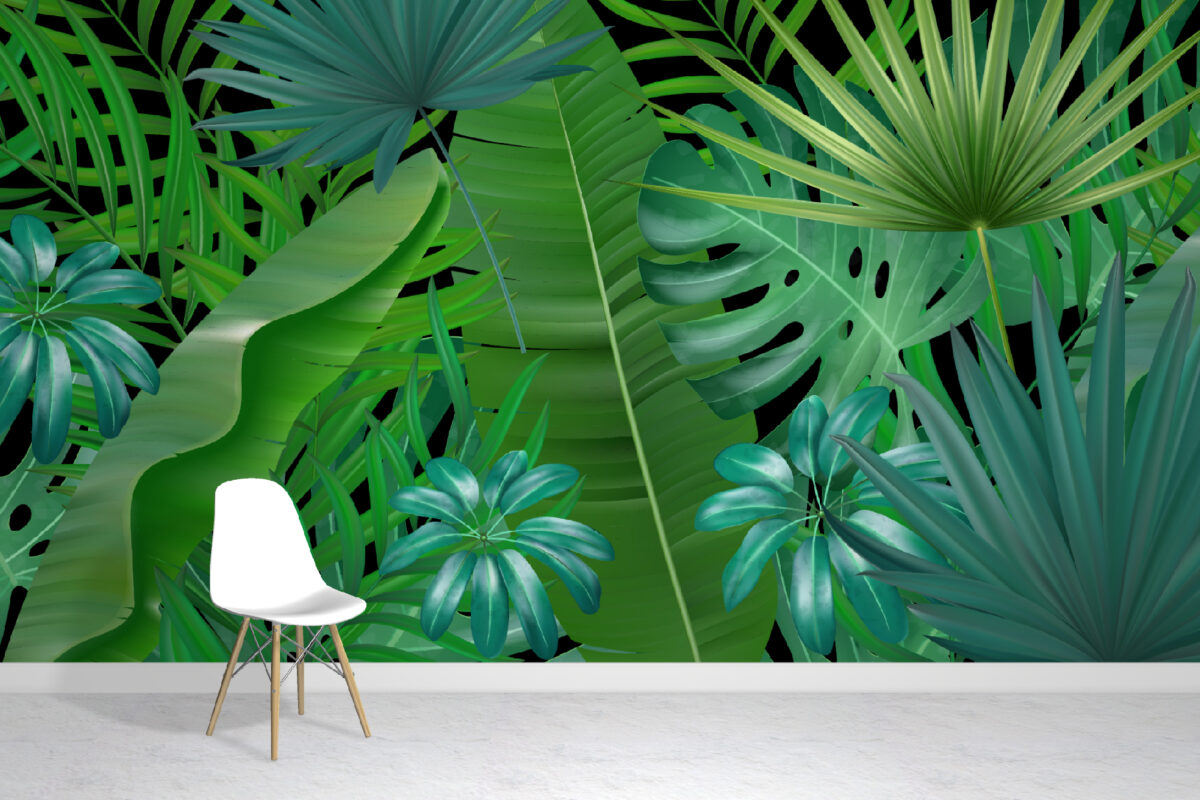 Complex Leaves Wallpaper Mural - Tropical Leaf Wallaper - Wall Murals