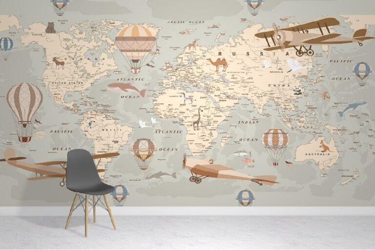 Explorer World Map Wallpaper Mural - Map Wallpaper Murals - Wall Murals