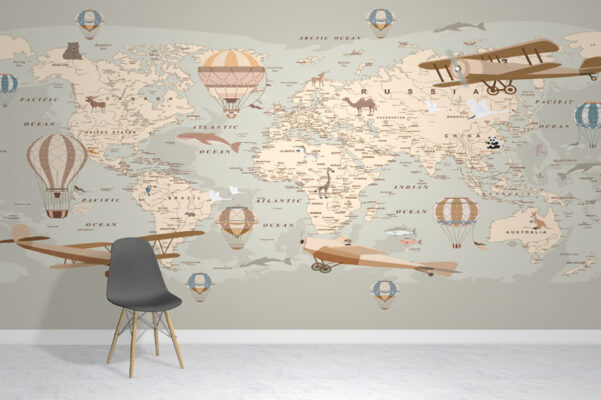 Explorer World Map Wallpaper Mural - Map Wallpaper Murals - Wall Murals