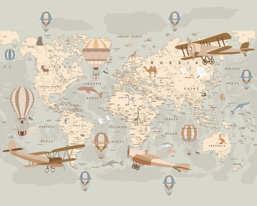 Explorer World Map Wallpaper Mural - Map Wallpaper Murals - Wall Murals