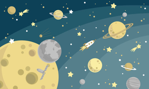 Children's space planets wallpaper mural - Kids Wall Murals - Wall Murals