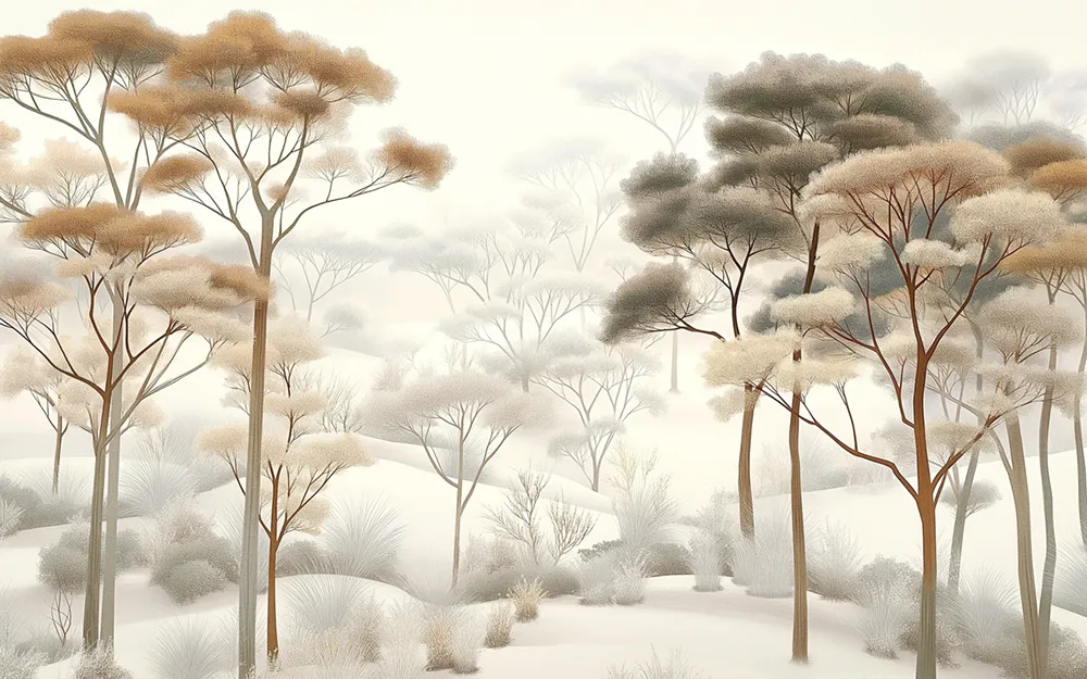 Pastel Landscapes - Wall Murals - Serene Forest Path