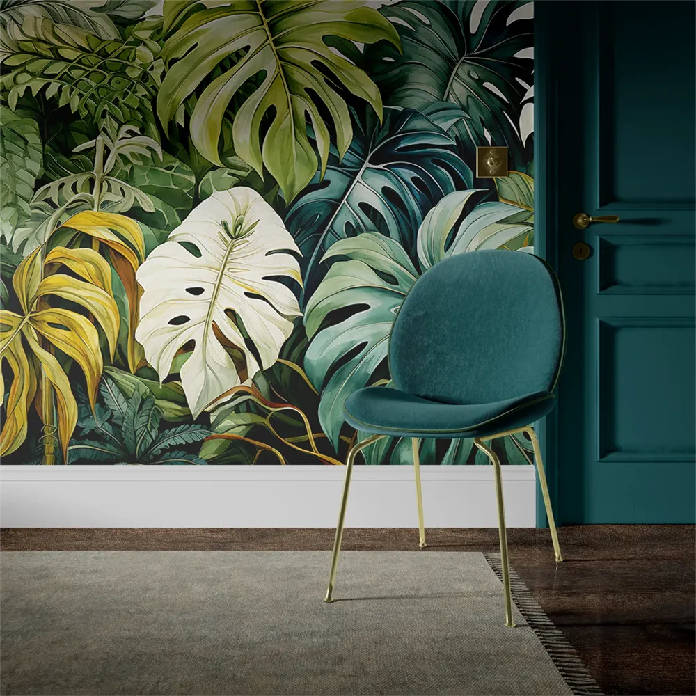 Custom Murals - Wall Murals - Tropical Monstera Paradise Mural