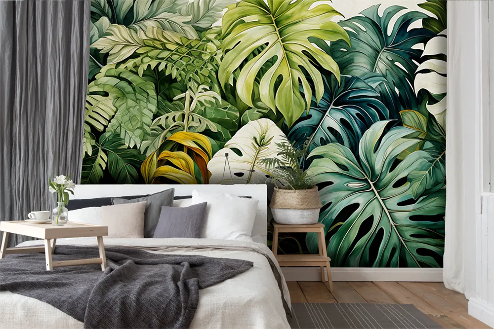 Custom Murals - Wall Murals - Tropical Monstera Paradise Mural