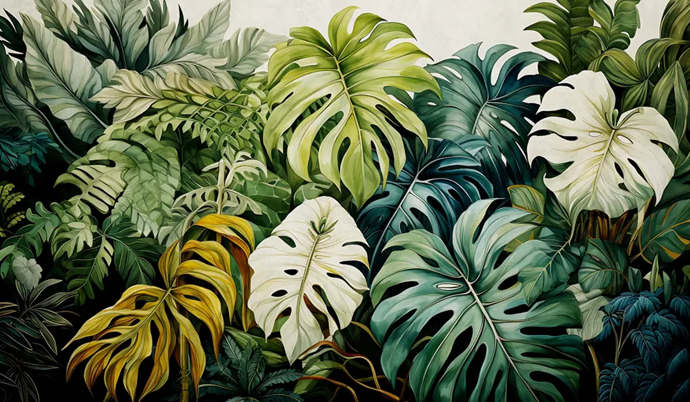 Custom Murals - Wall Murals - Tropical Monstera Paradise Mural