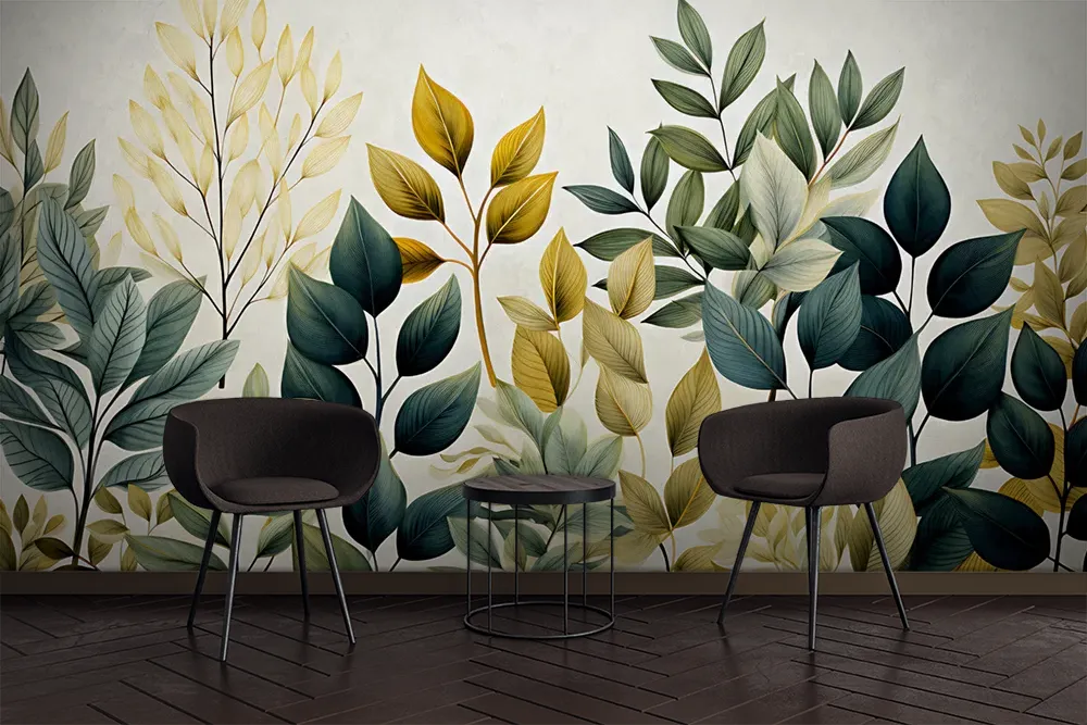 Custom Murals - Wall Murals - Verdant Harmony Leaves Mural