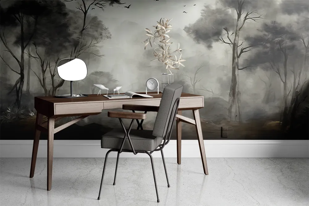 Custom Murals - Wall Murals - Misty Morning Woodland Mural